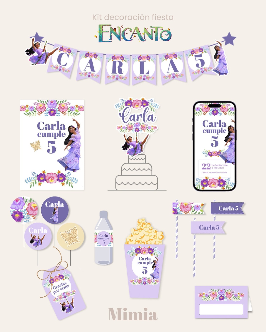 Isabela Charming Party Set Printable | Printable Personalized Charm ...