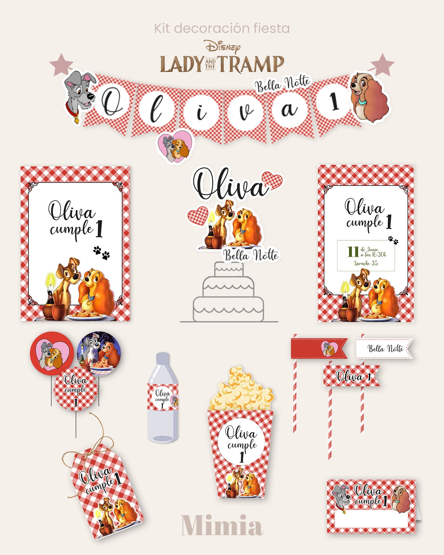 Lady and the Tramp Party Set Printable La Dama Y El - Etsy