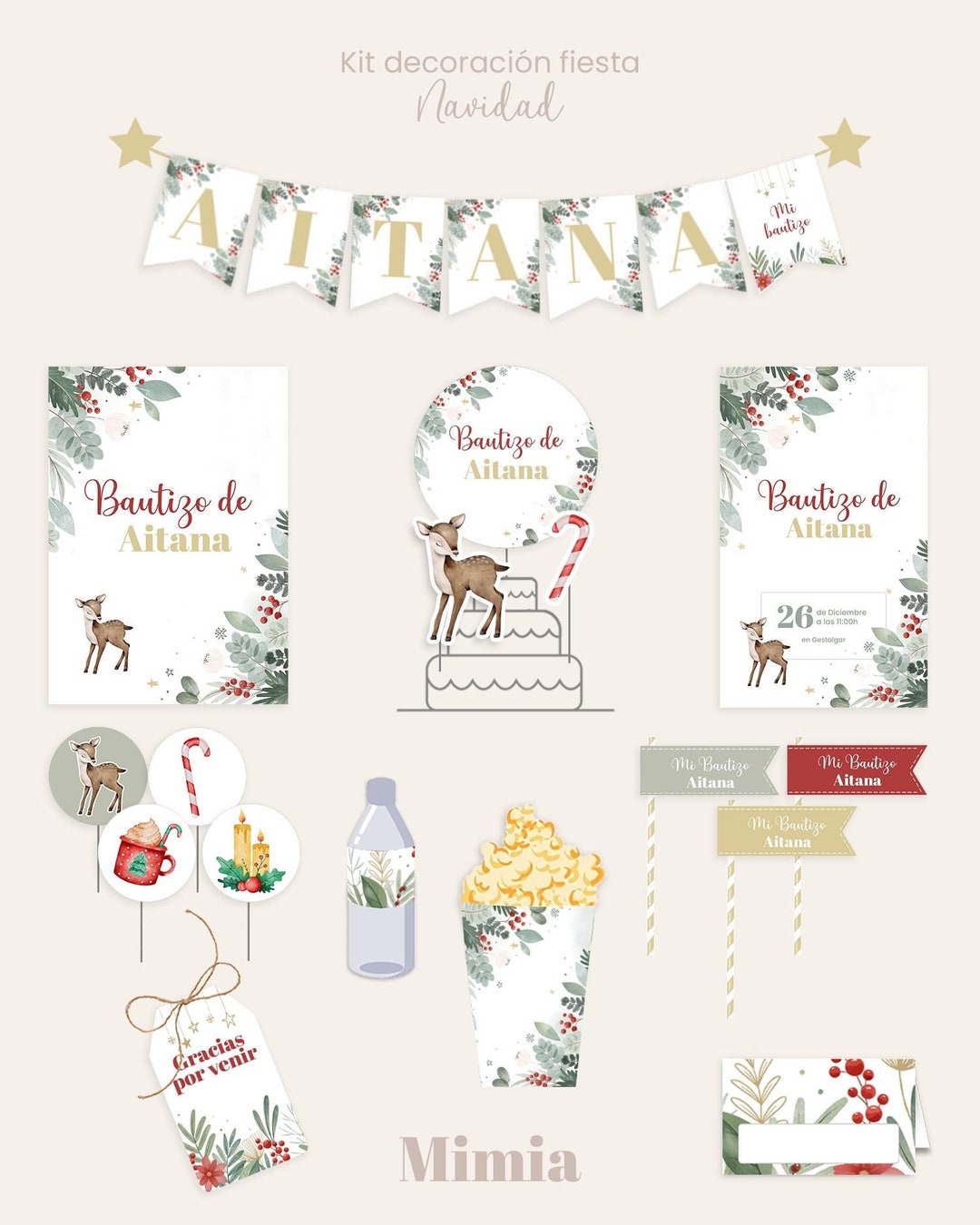 Christmas Party Set Printable Printable Personalized Christmas Party ...