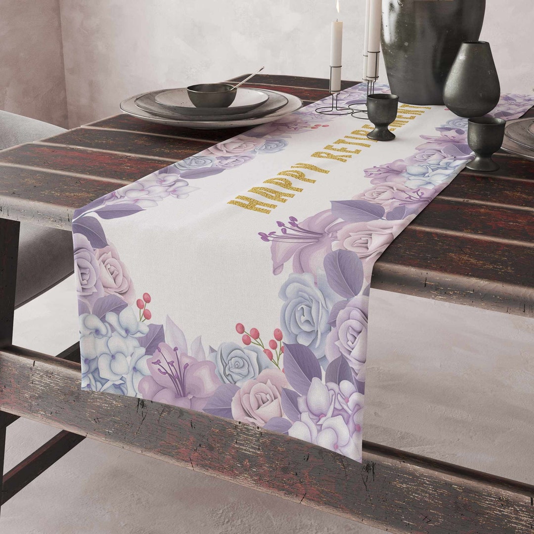 Happy Retirement Table Runner,floral Table Runner,table Decor ...