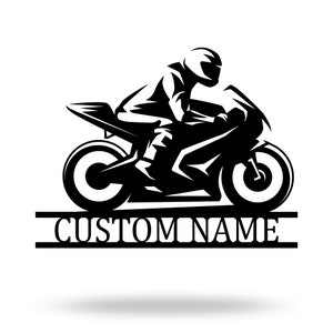 Custom Motorcycle Rider Metal Sign Personalized Name - Etsy