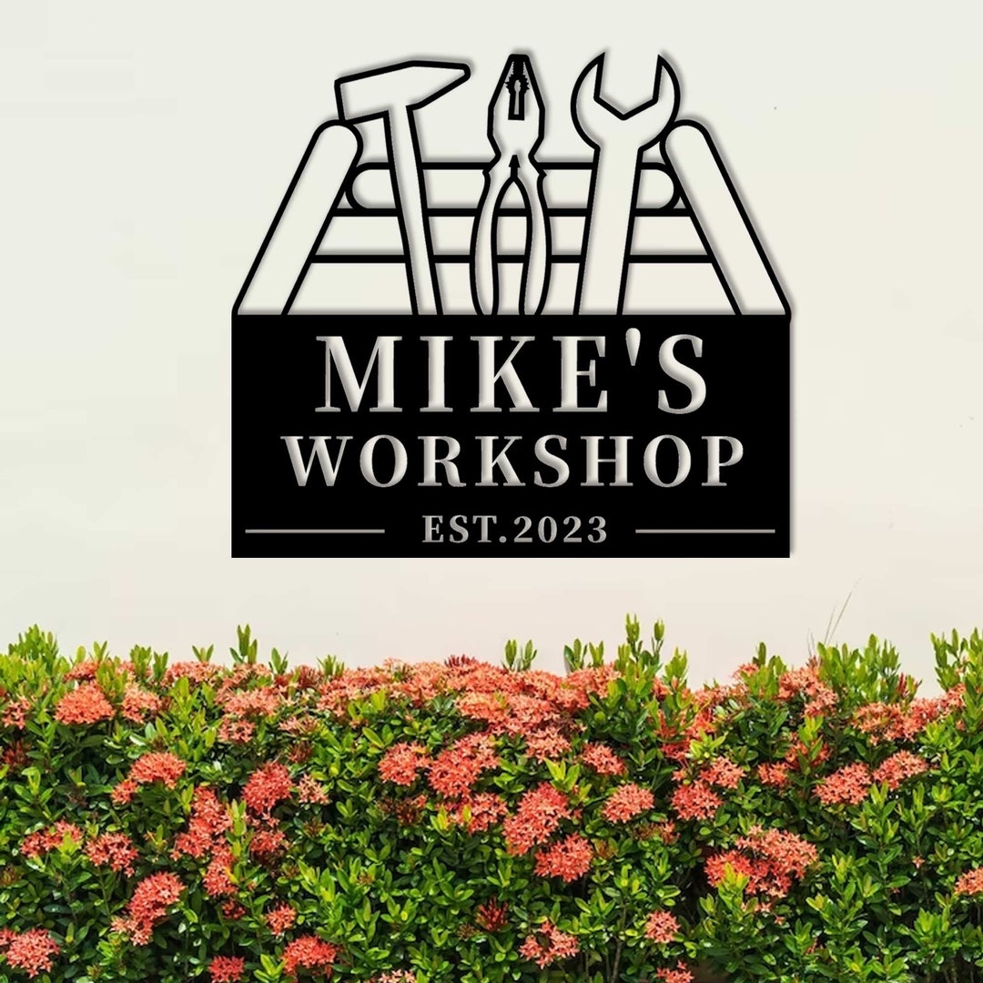 Custom Workshop Metal Sign,personalized Name Work Shop Sign,metal Wall ...