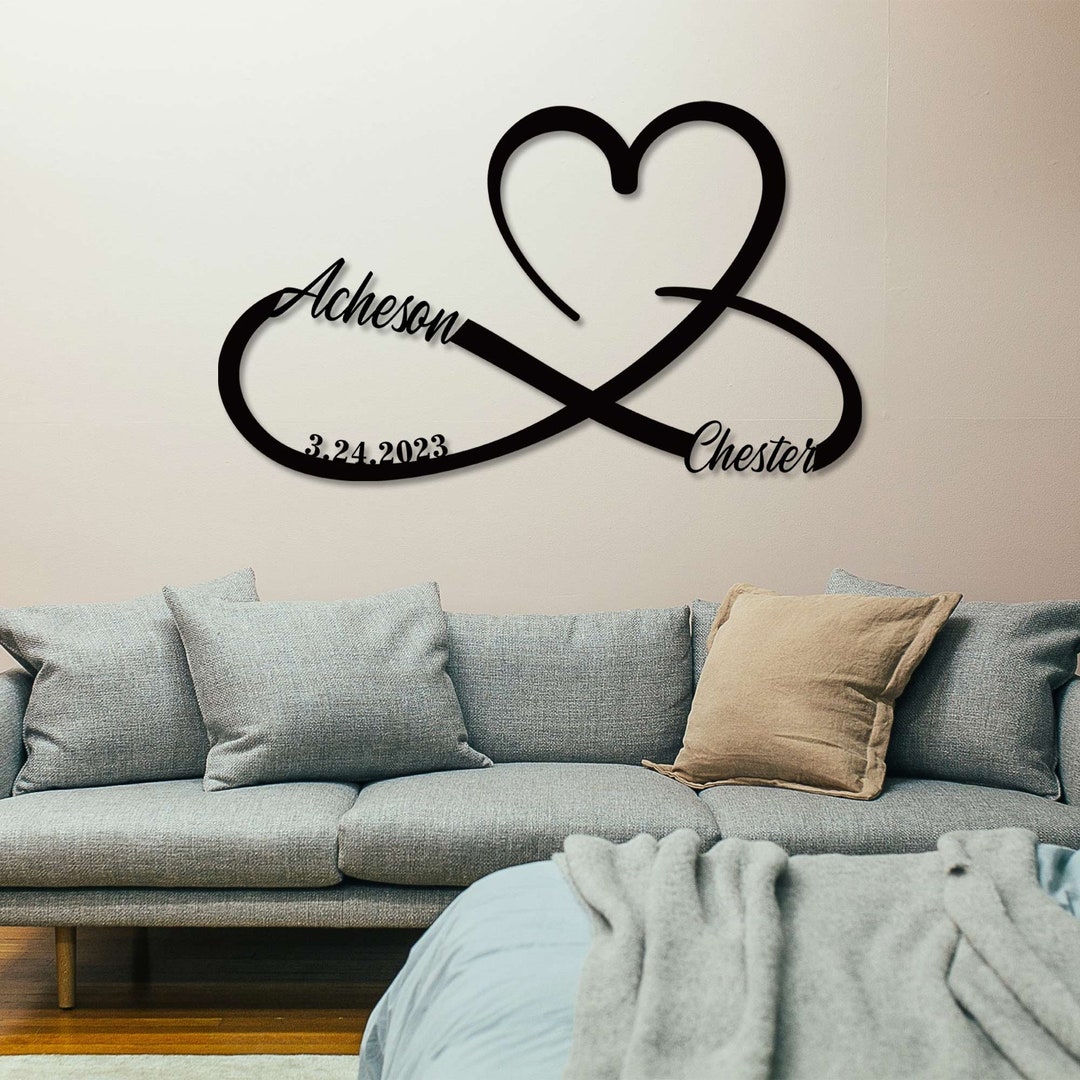 Personalized Infinity Heart Metal Sign,custom Name and Date Metal Wall ...