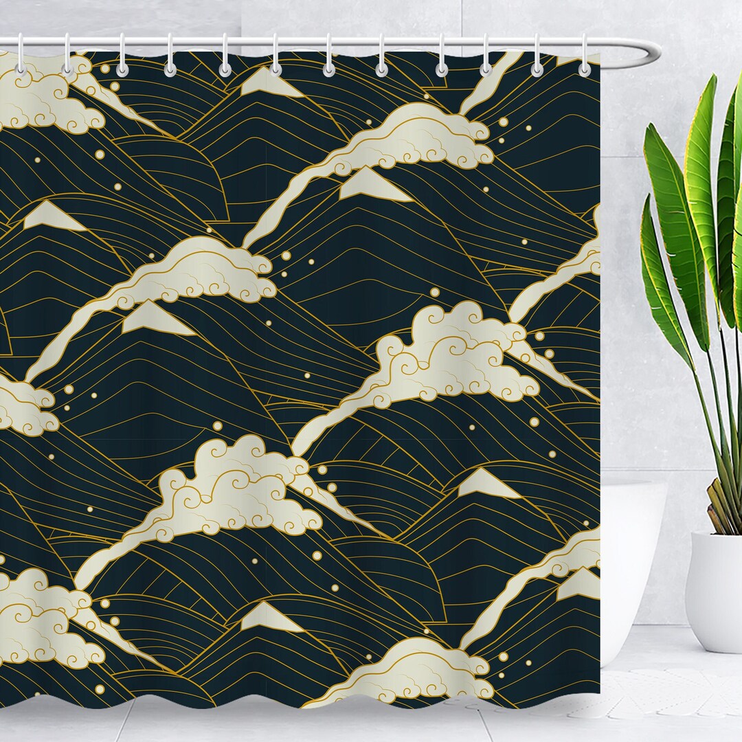 Ocean Waves Shower Curtain Boho Shower Curtain Abstract Bath Curtain