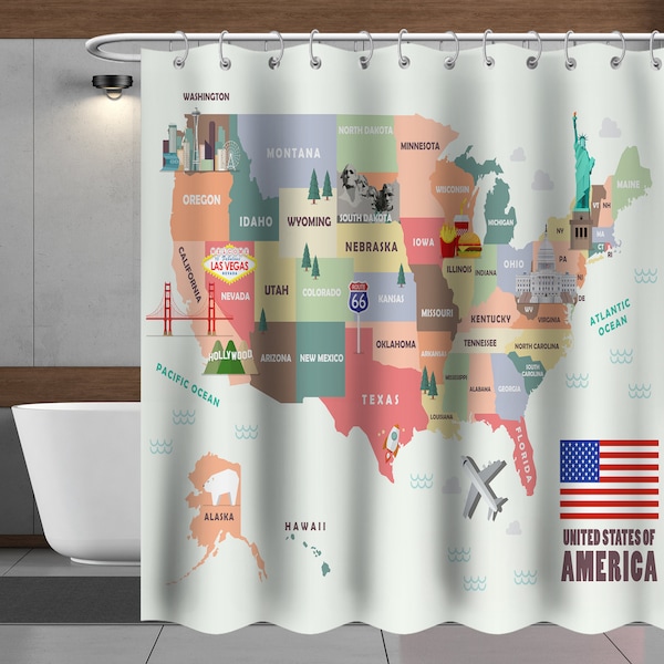 Map Shower Curtain - Etsy