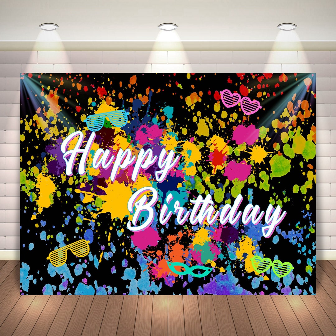Custom Colorful Splash Birthday Backdrop,graffiti Splash Paint Party ...