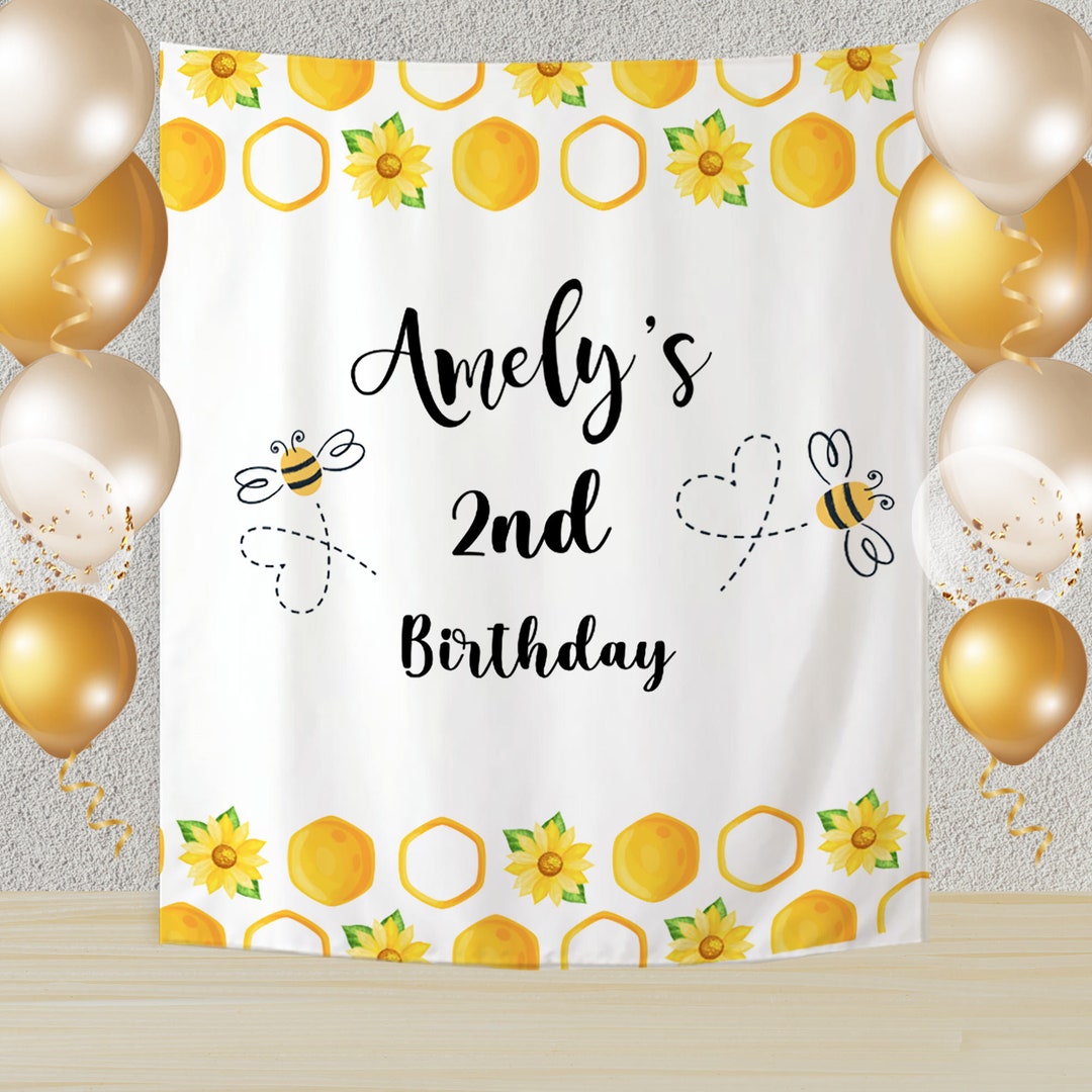 Custom Bee Birthday Backdrop, Bumble Bee Birthday, Bee Birthday ...