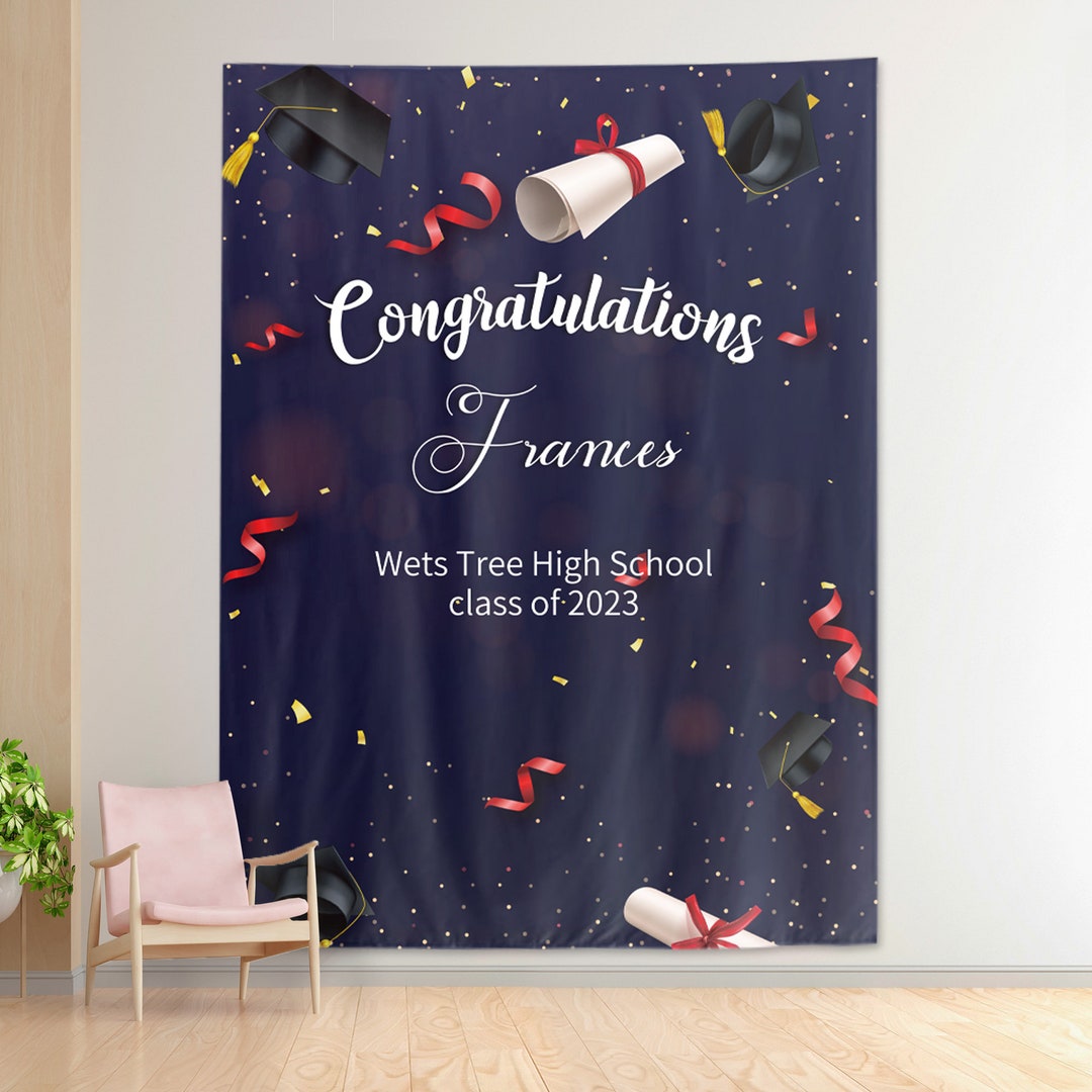 Custom Congratulations Graduation Backdropgraduation Cap - Etsy