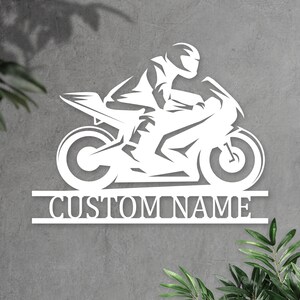 Custom Motorcycle Rider Metal Sign Personalized Name - Etsy