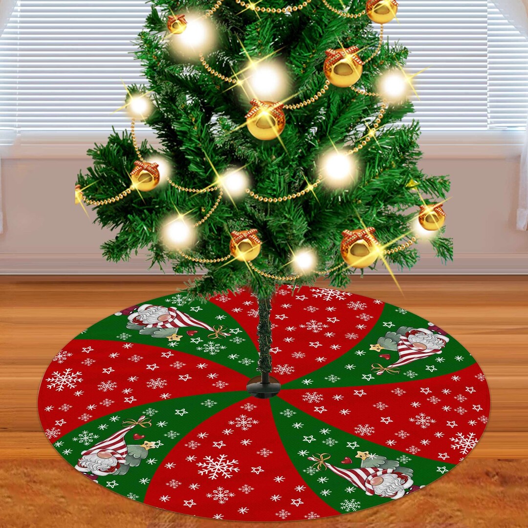 Gnome Christmas Tree Skirt,round Snowflake Tree Skirt,reusable Fabric ...