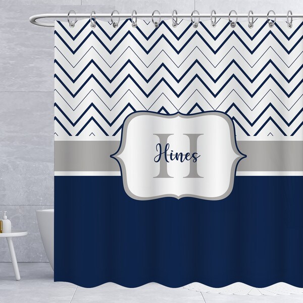 Monogrammed Shower Curtain Etsy