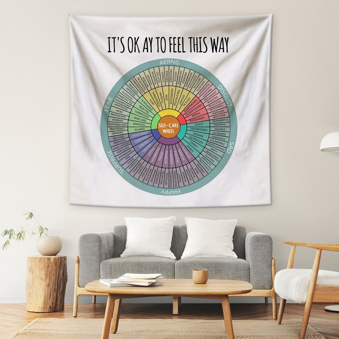 Feelings Chart Tapestry,feelings Wheel Wall Hanging Tapestry,self-care ...