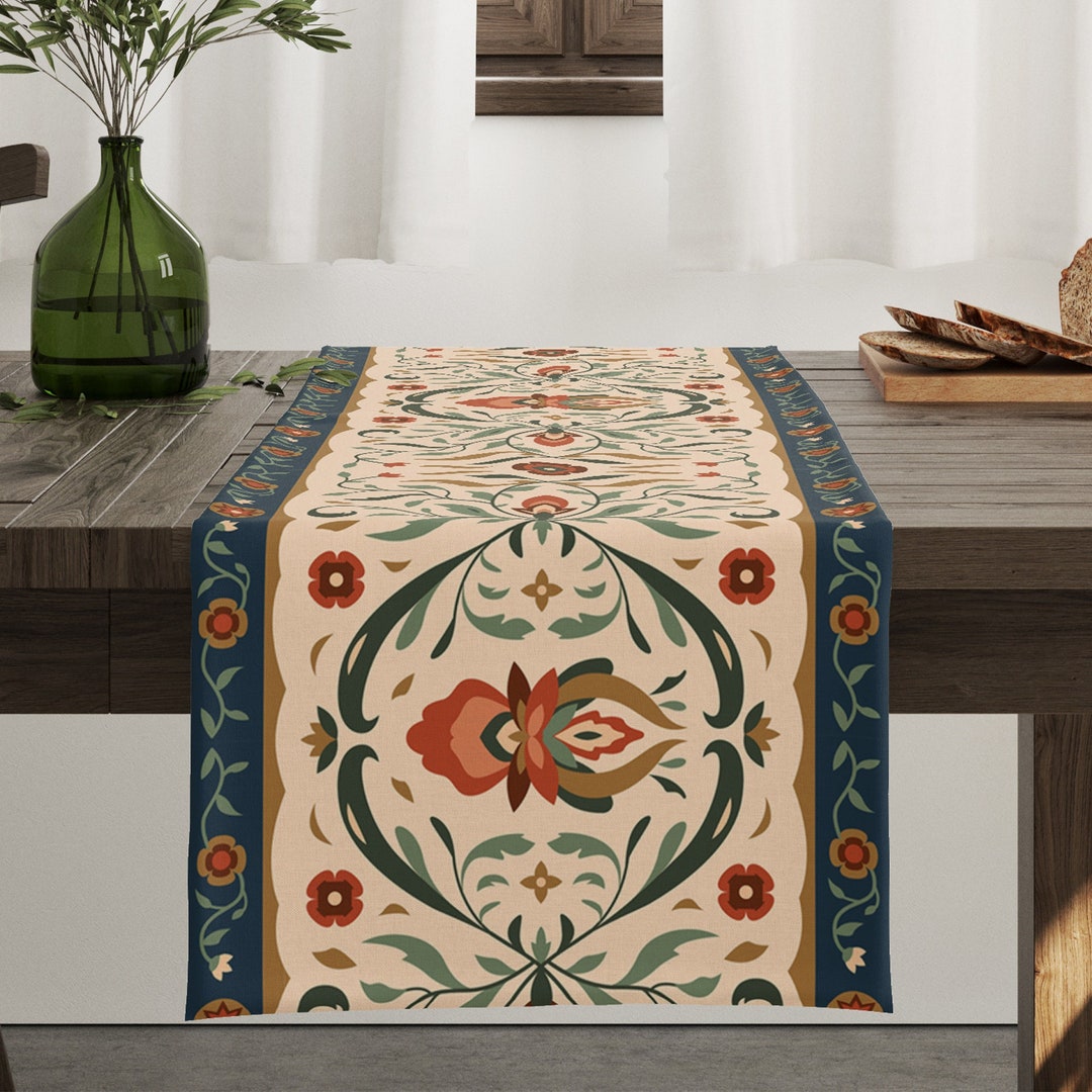 Boho Floral Table Runner,retro Elegant Table Runner,printing Fabric ...