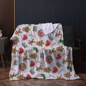Gingerbread House Christmas Blanket,gingerbread Man Throw Blanket ...
