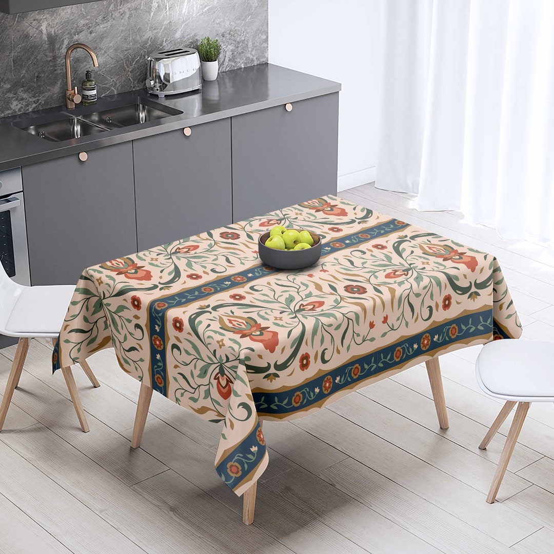 Vintage Boho Tablecloth,bohemian Linen Table Cloth,washable Floral ...