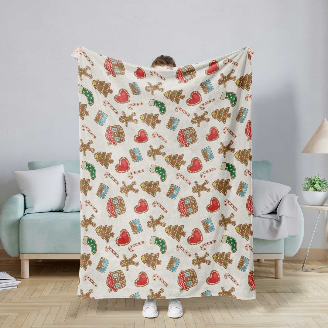 Gingerbread House Christmas Blanket,gingerbread Man Throw Blanket ...