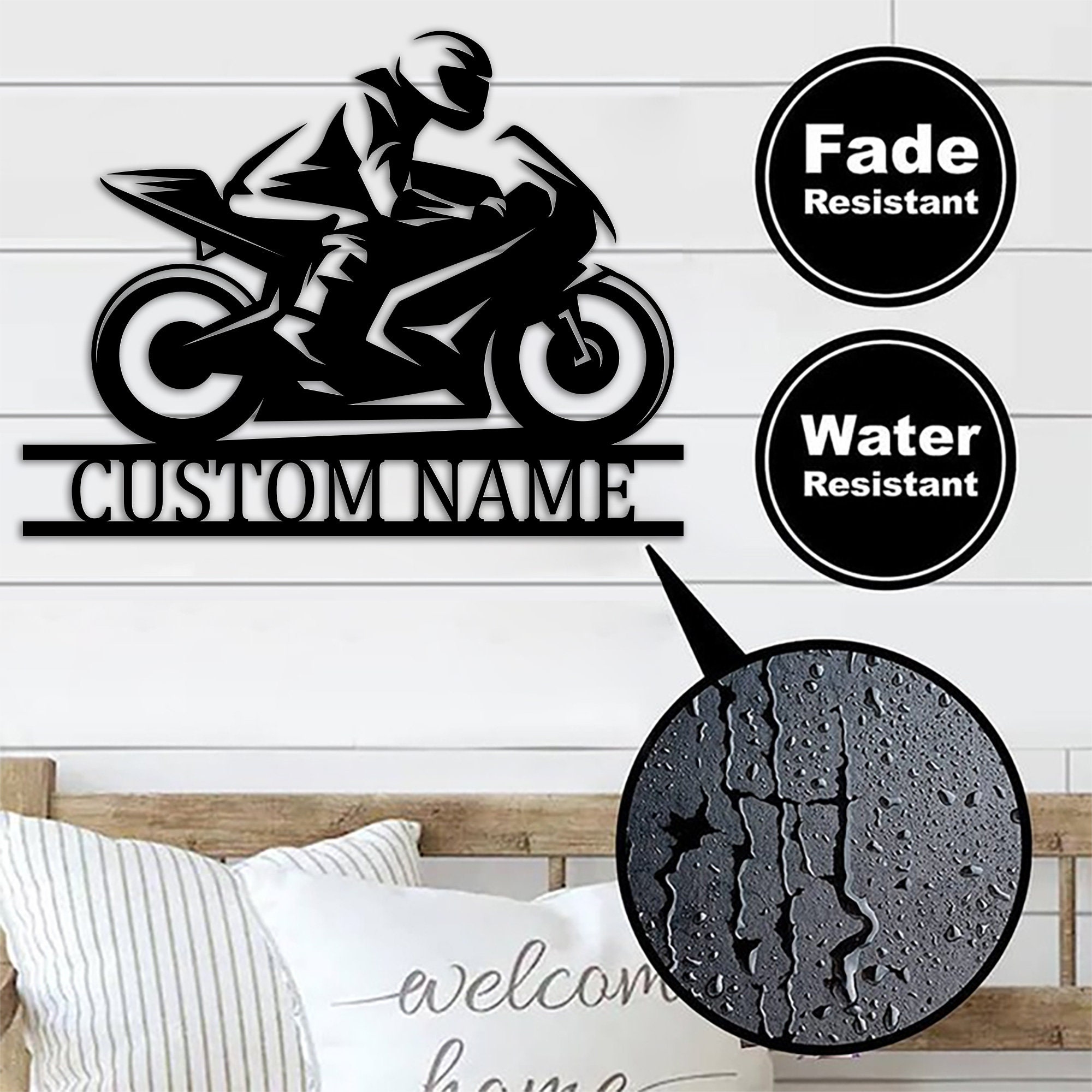 Custom Motorcycle Rider Metal Sign Personalized Name - Etsy