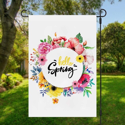 DOUBLE SIDED Hello Spring Garden Flag Spring Flowers Garden - Etsy