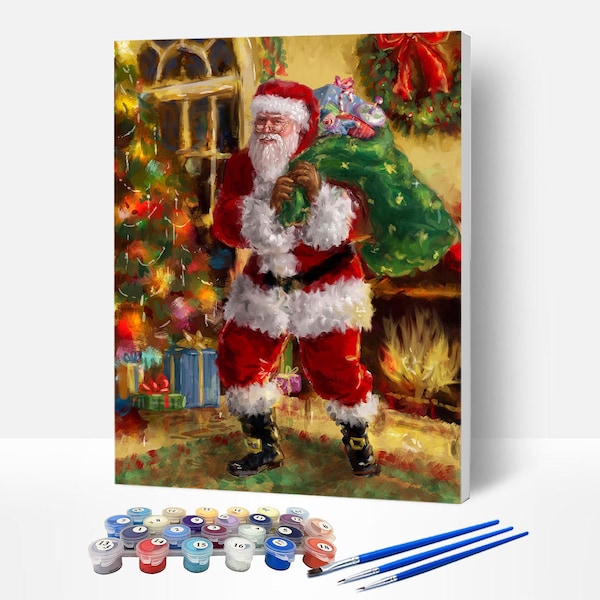 Paint by Number Santa Claus - Etsy