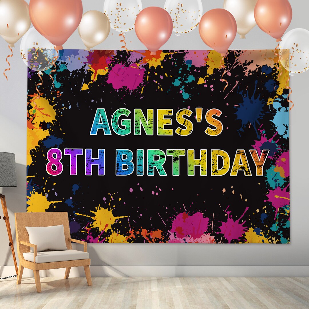 Custom Colorful Paint Splash Birthday Backdrop,let's Glow Splatter ...