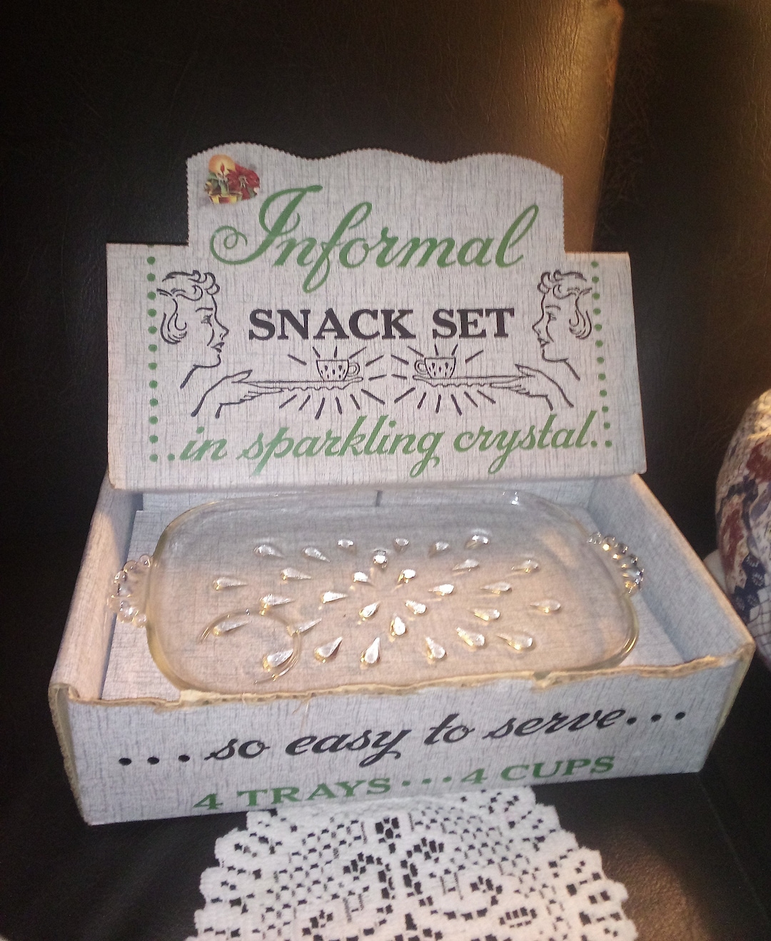 Hazel Atlas Informal Crystal Snack Set - Etsy