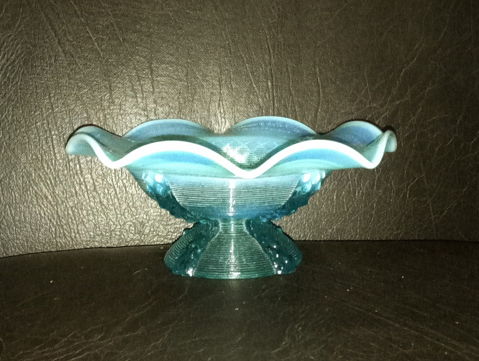 Antique Button Panel Compote-blue Opalescent - Etsy