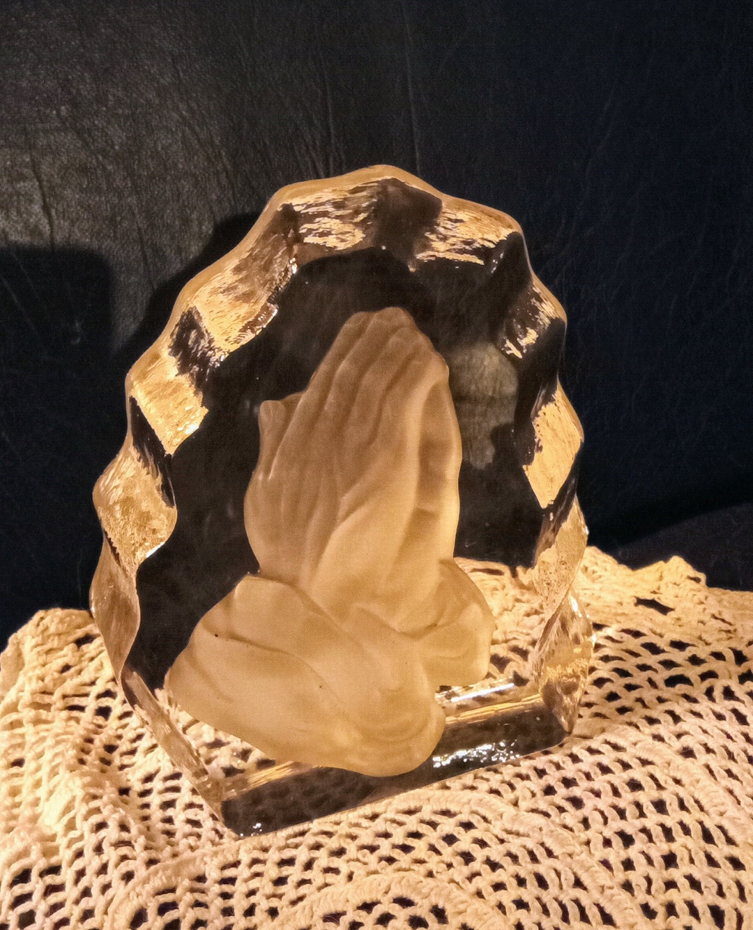 Lead Crystal Praying Hands Statue/paperweight - Etsy