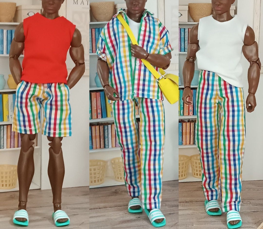 Plaid Shirt, Red Atlet Shirt,white Atlet Shirt, Shorts,pants ,green Bag ...