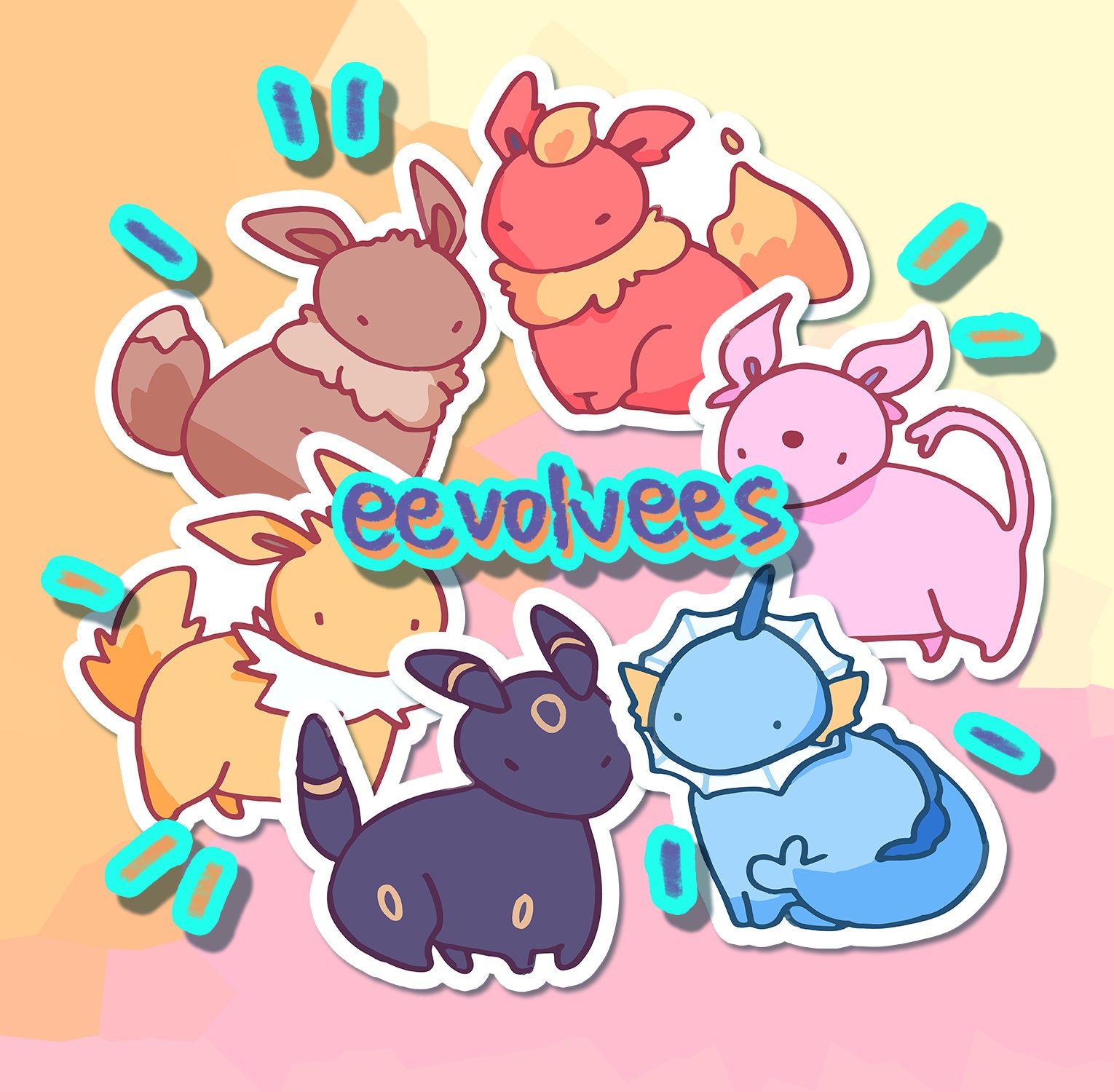 Derpy Pokemon sticker sets | Etsy