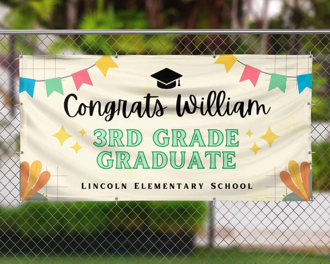 Elementary Graduation Banner, Personalized Elementary School Graduate ...