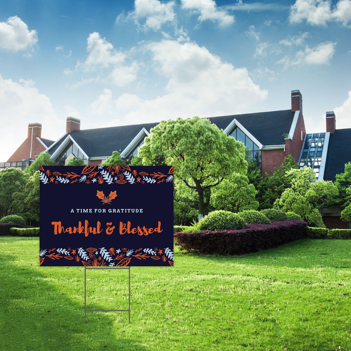 Thankful & Blessed Yard Sign With H-stake Happy Thanksgiving - Etsy
