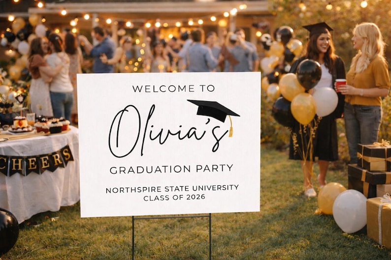 Graduation Welcome Sign, Graduate Decorations, Personalized High School ...