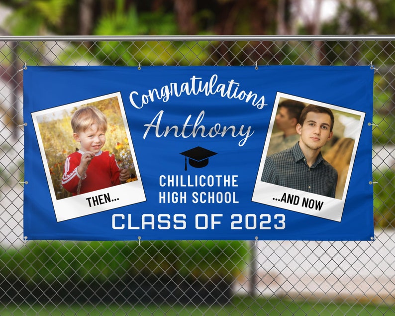 Personalized Then & Now Graduation Photo Banner High School - Etsy