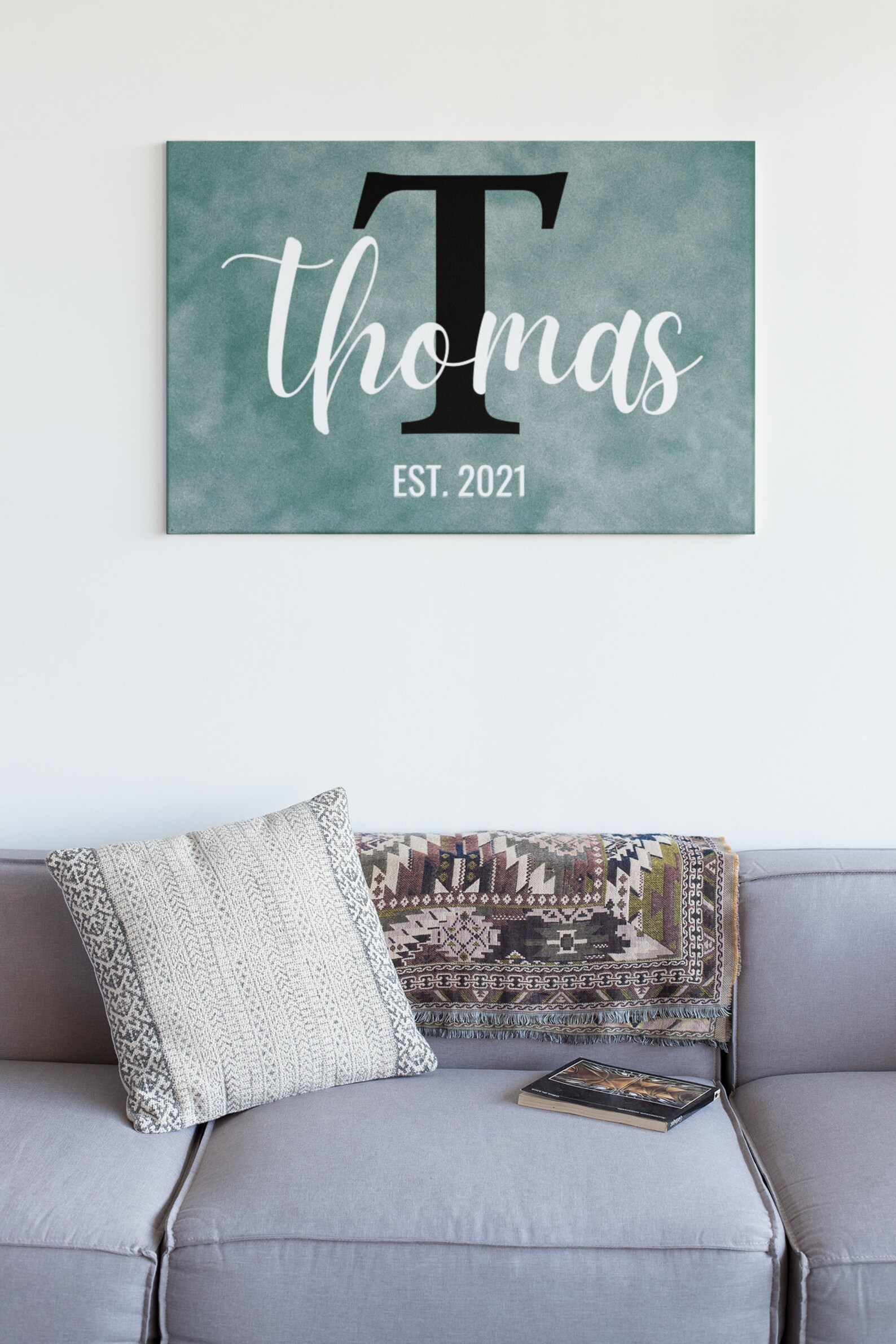 Family Name Canvas Sign Last Name Sign With Established Date | Etsy