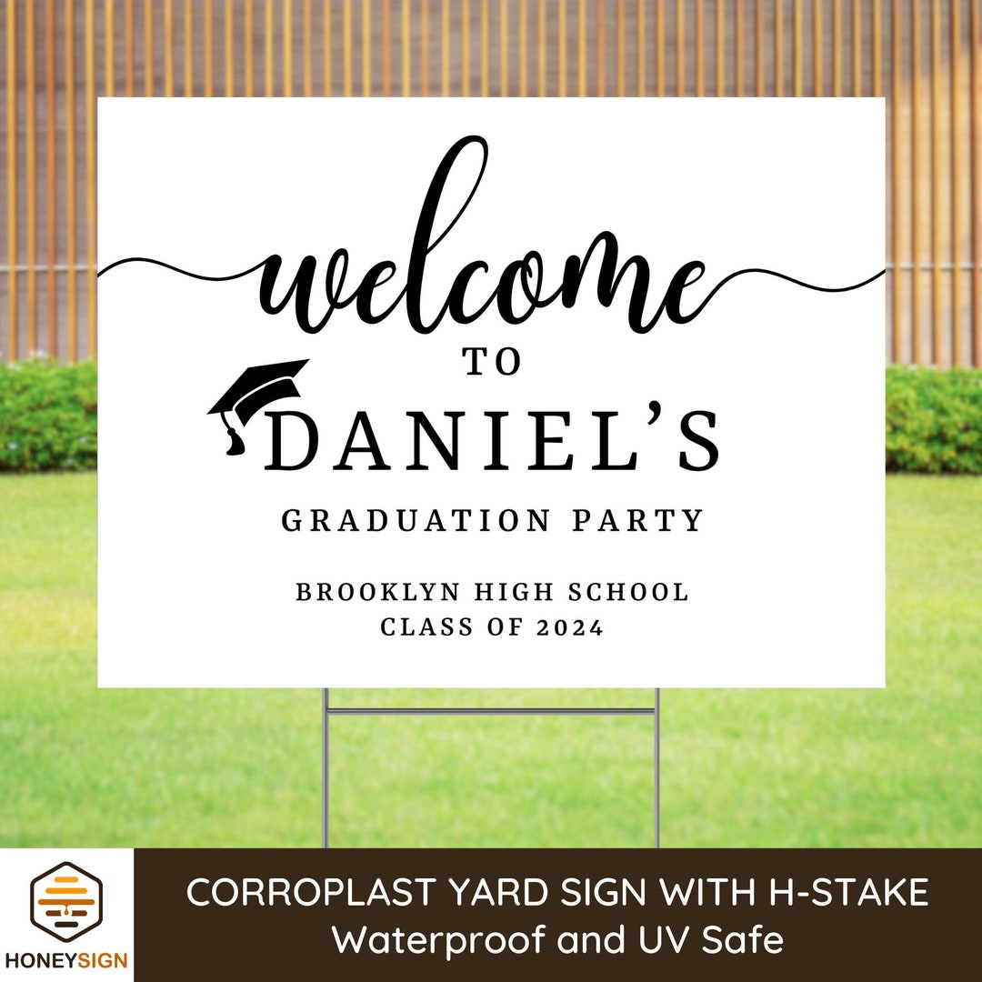 Graduation Welcome Sign Graduate Party Decor Personalized High School ...
