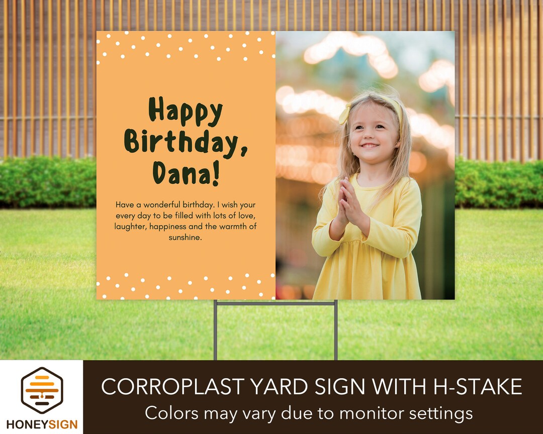 Happy Birthday Yard Sign With H-stake, Personalized Outdoor Birthday ...