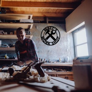 Papas Work Shop Metal Sign Personalized Fathers Day Sign for Dad ...