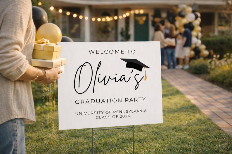 Graduation Welcome Sign, Graduate Decorations, Personalized High School ...