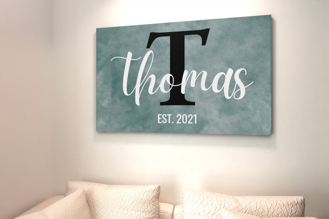 Family Name Canvas Sign Last Name Sign With Established Date | Etsy