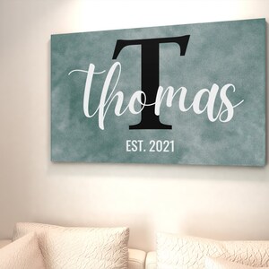 Family Name Canvas Sign, Last Name Sign With Established Date ...