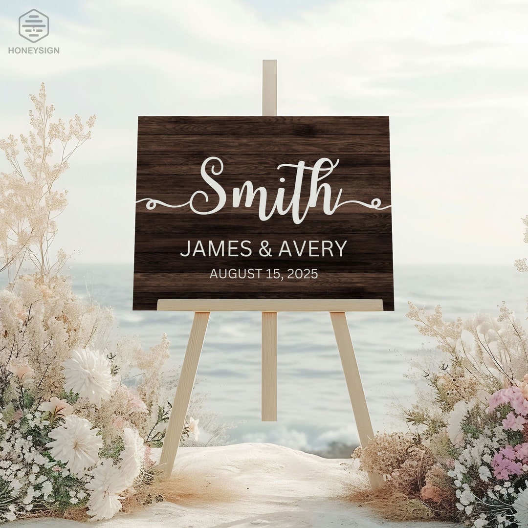 Wedding Welcome Sign, Custom Wedding Welcome Sign With Last Name & Date ...