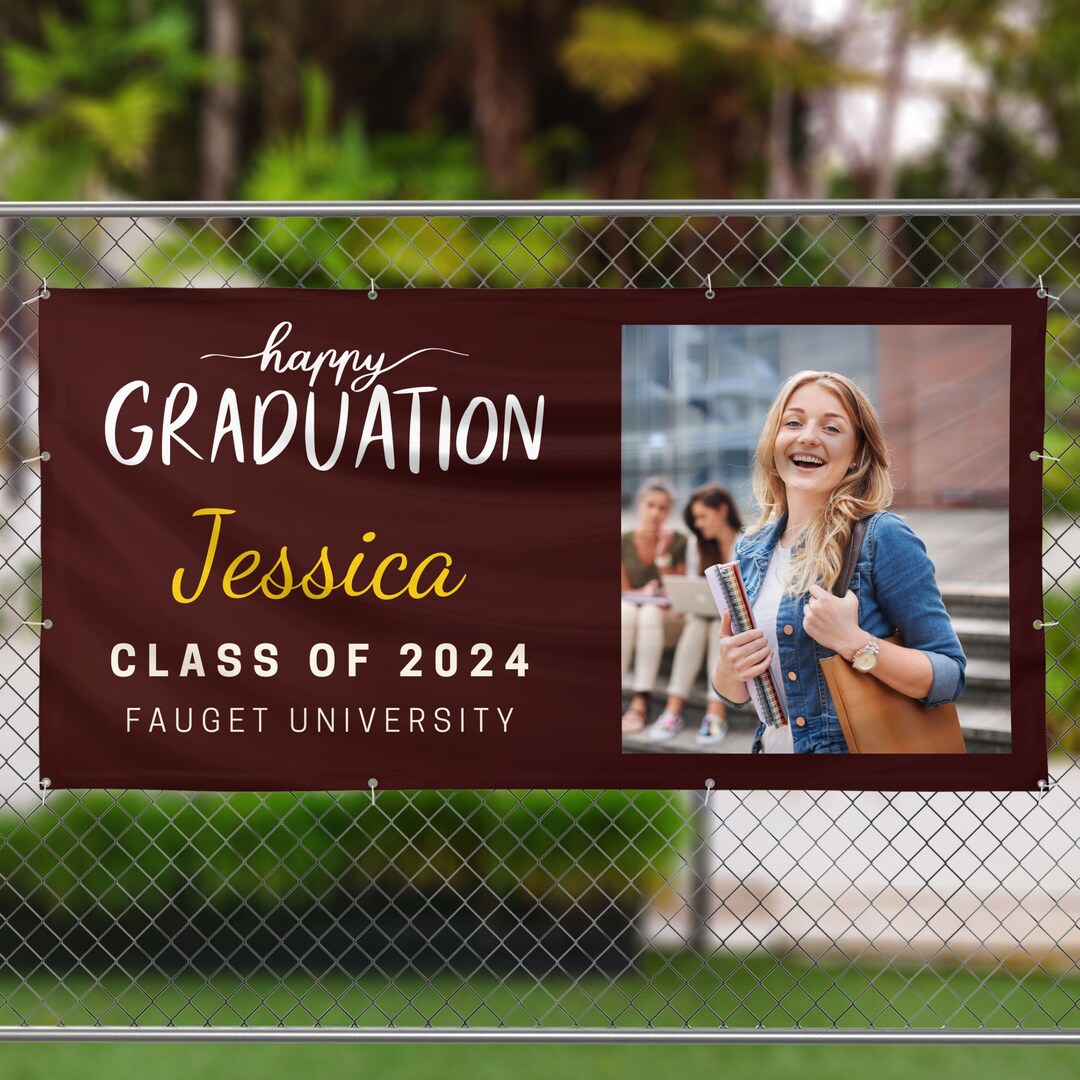 2024 Personalized Graduation Banner With Photo Custom High School ...