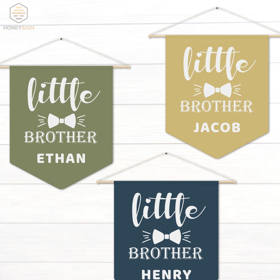 Custom Little Brother Pennant Banner Flag - Personalized Nursery Wall ...