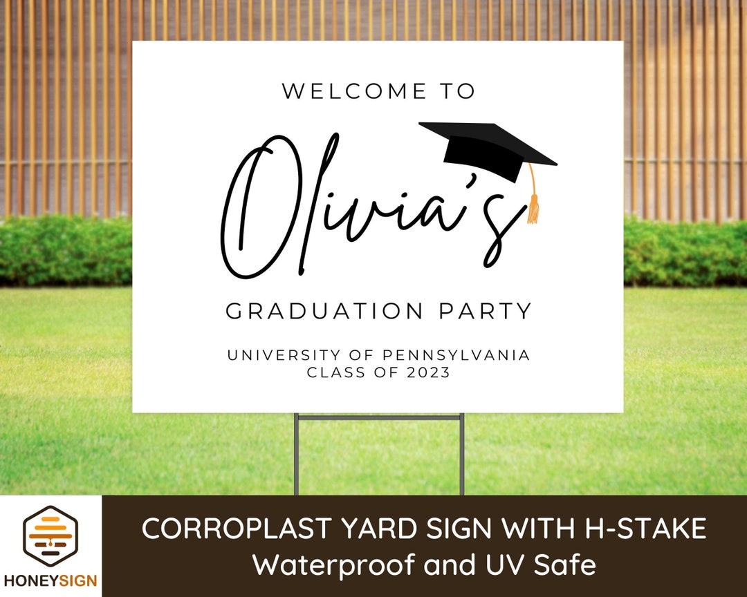 Graduation Welcome Sign, Graduate Decorations, Personalized High School ...