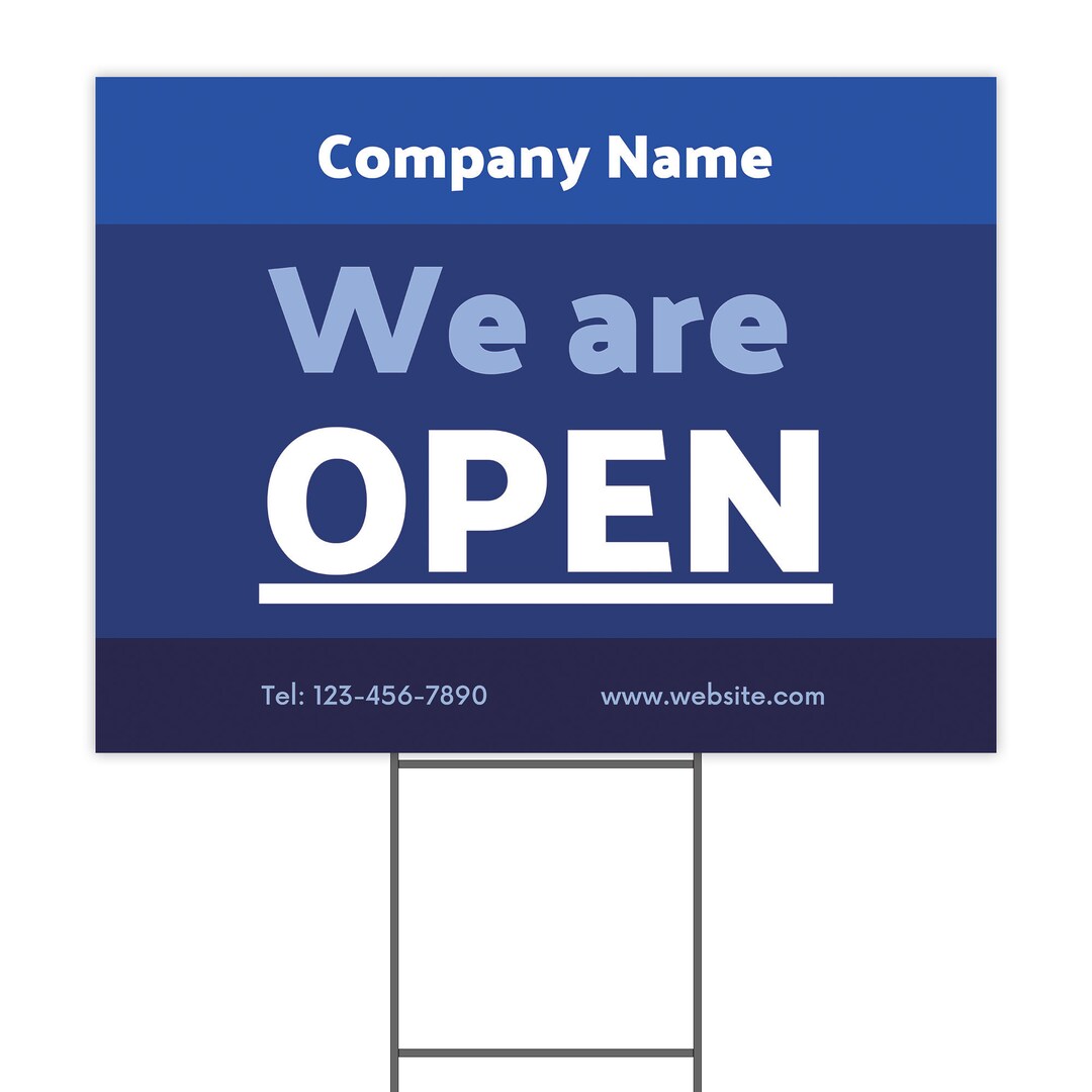 We Are Open Yard Sign With H-stake, Personalized Outdoor Company ...