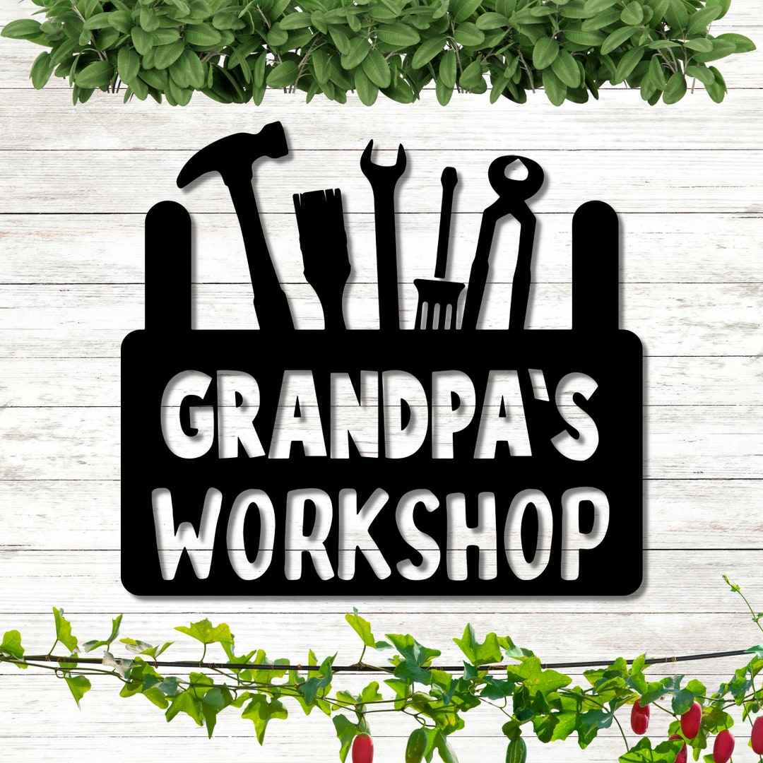 Grandpa's Work Shop Metal Sign Personalized Fathers Day Sign for Dad Fathers Day Gift for ...