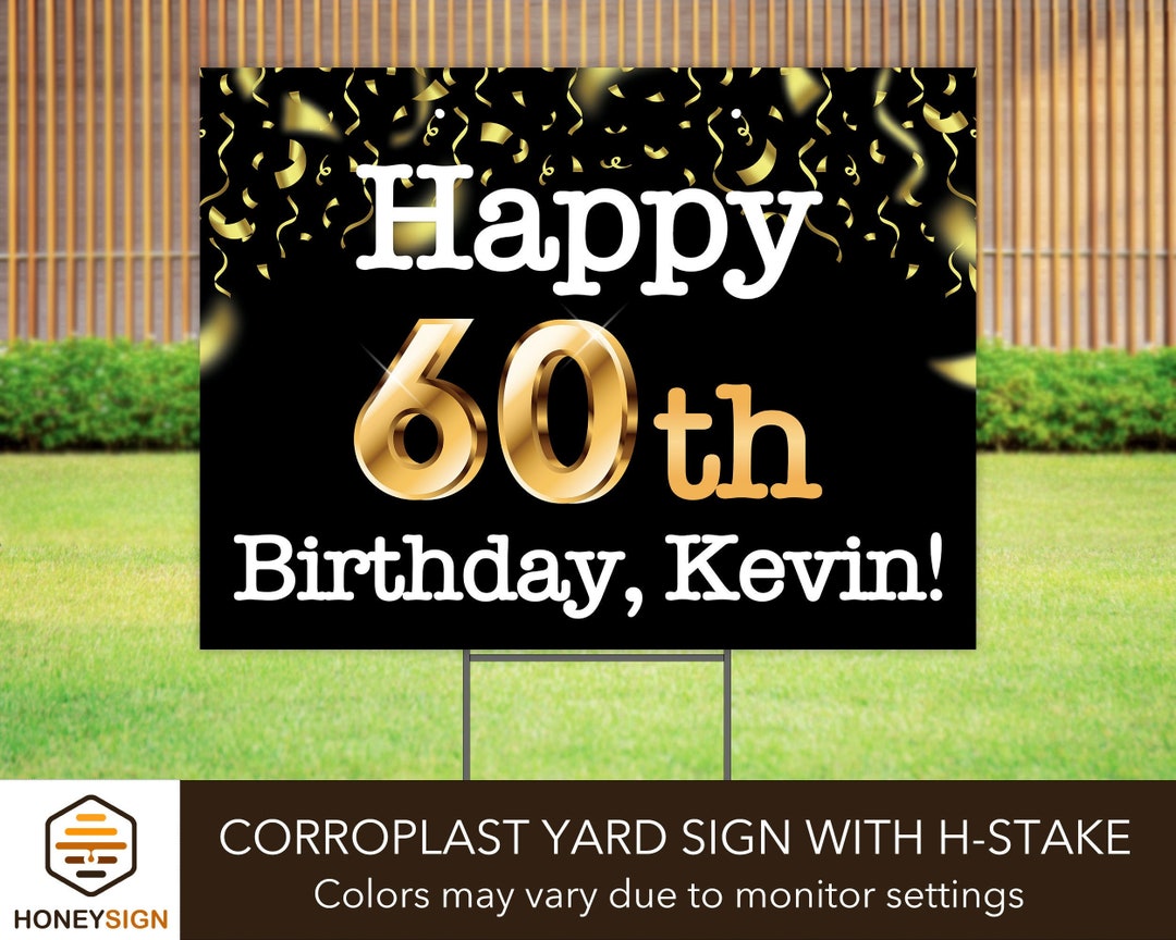 Happy Birthday Yard Sign With H-stake, Personalized Outdoor Birthday ...