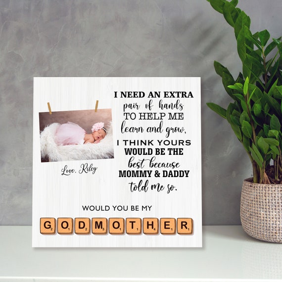 Godmother Proposal Scrabble Canvas Wall Art Personalized Name | Etsy