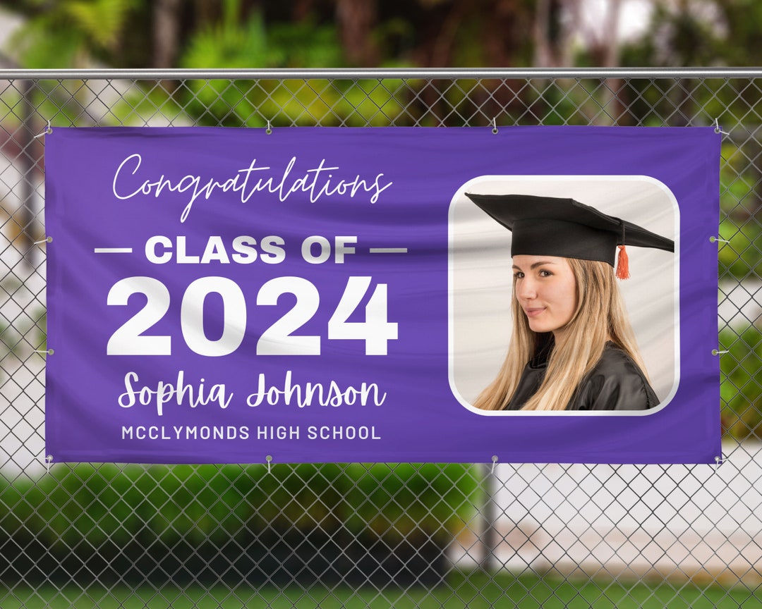 Personalized Graduation Banner With Photo, Class of 2024 Banner, Custom ...