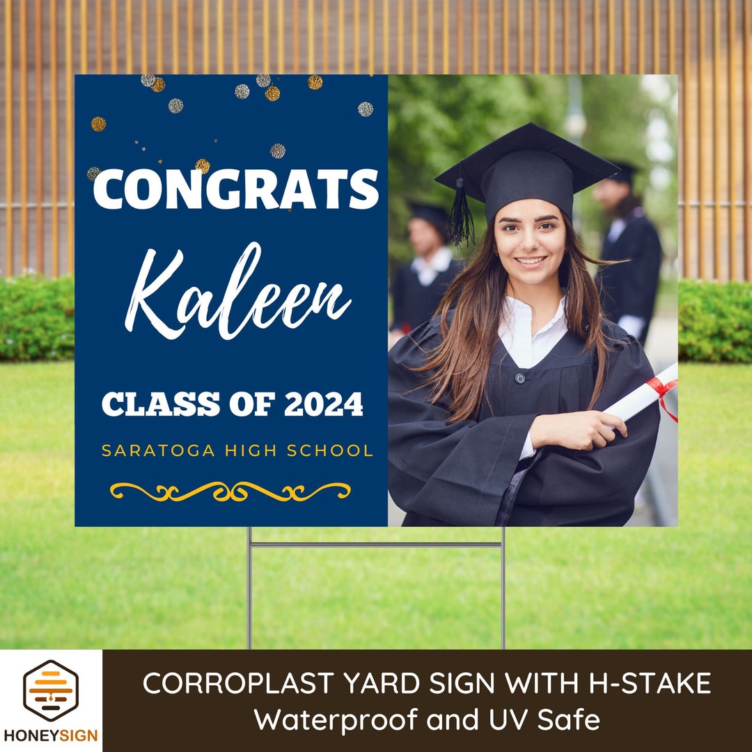 Graduation Yard Sign With H-stake, Personalized Outdoor High School ...